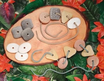 Yellow Door Threading Pebbles | Set of 16 - Tinker Tray Play