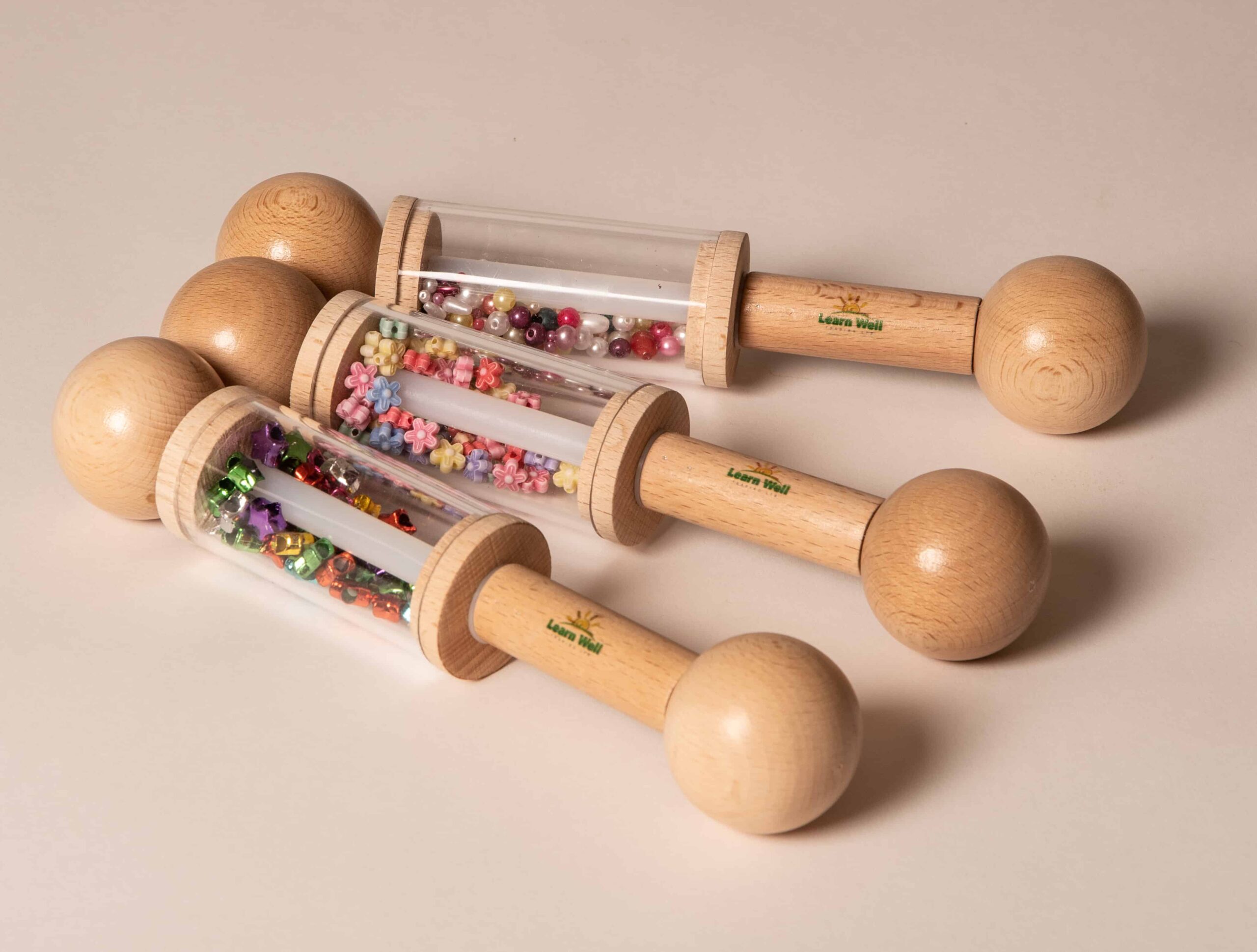Learn Well Education Mini Wooden Rattle Rollers | Set of 3 - Tinker ...