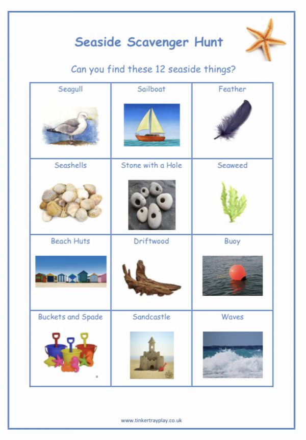 Seaside Scavenger Hunt | PDF Download | Tinker Tray Play