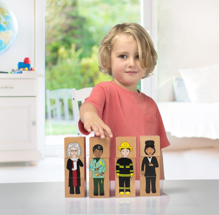 Freckled Frog Our Community Wooden Blocks - Tinker Tray Play